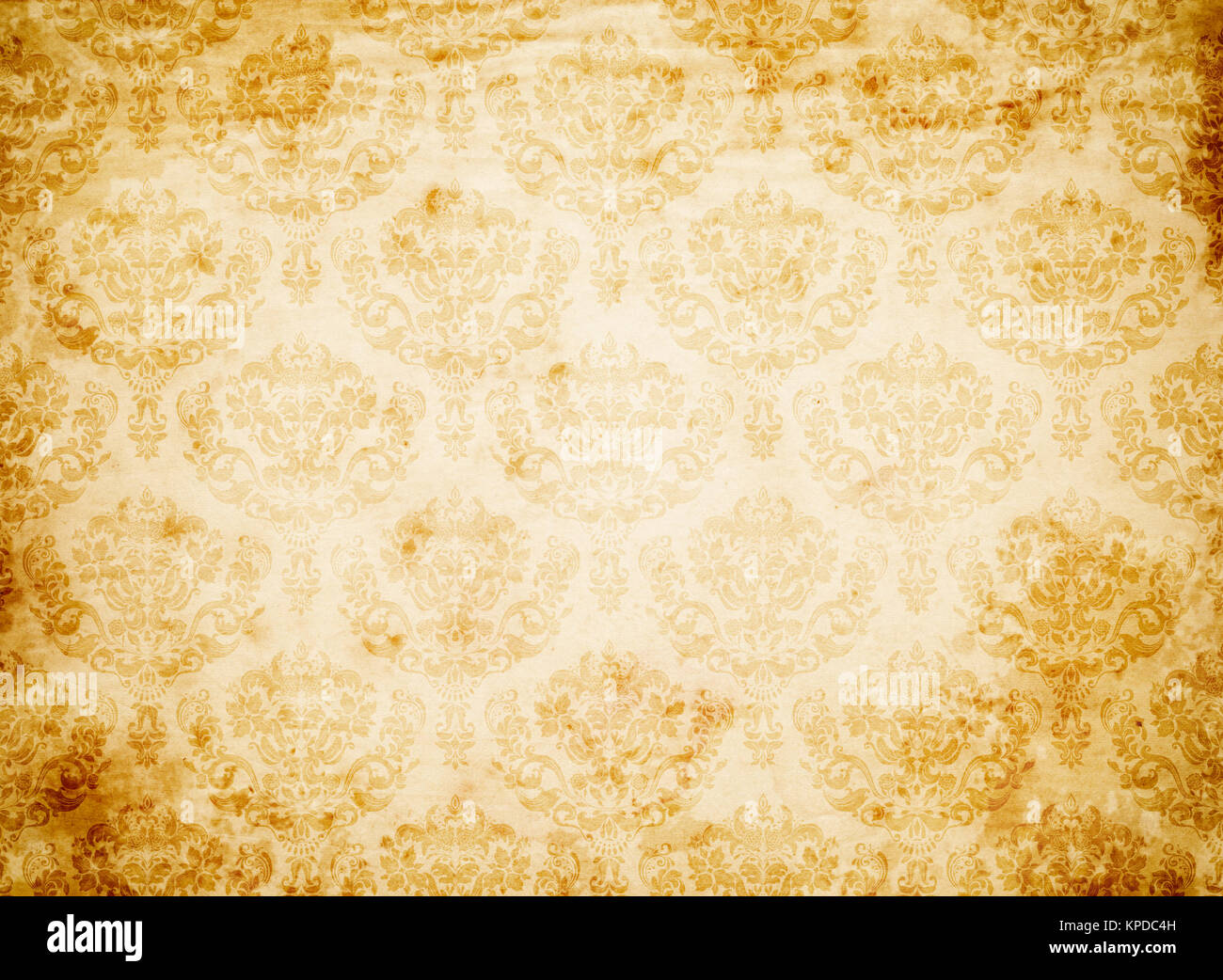 Old dirty paper background and old-fashioned floral patterns. Vintage ...