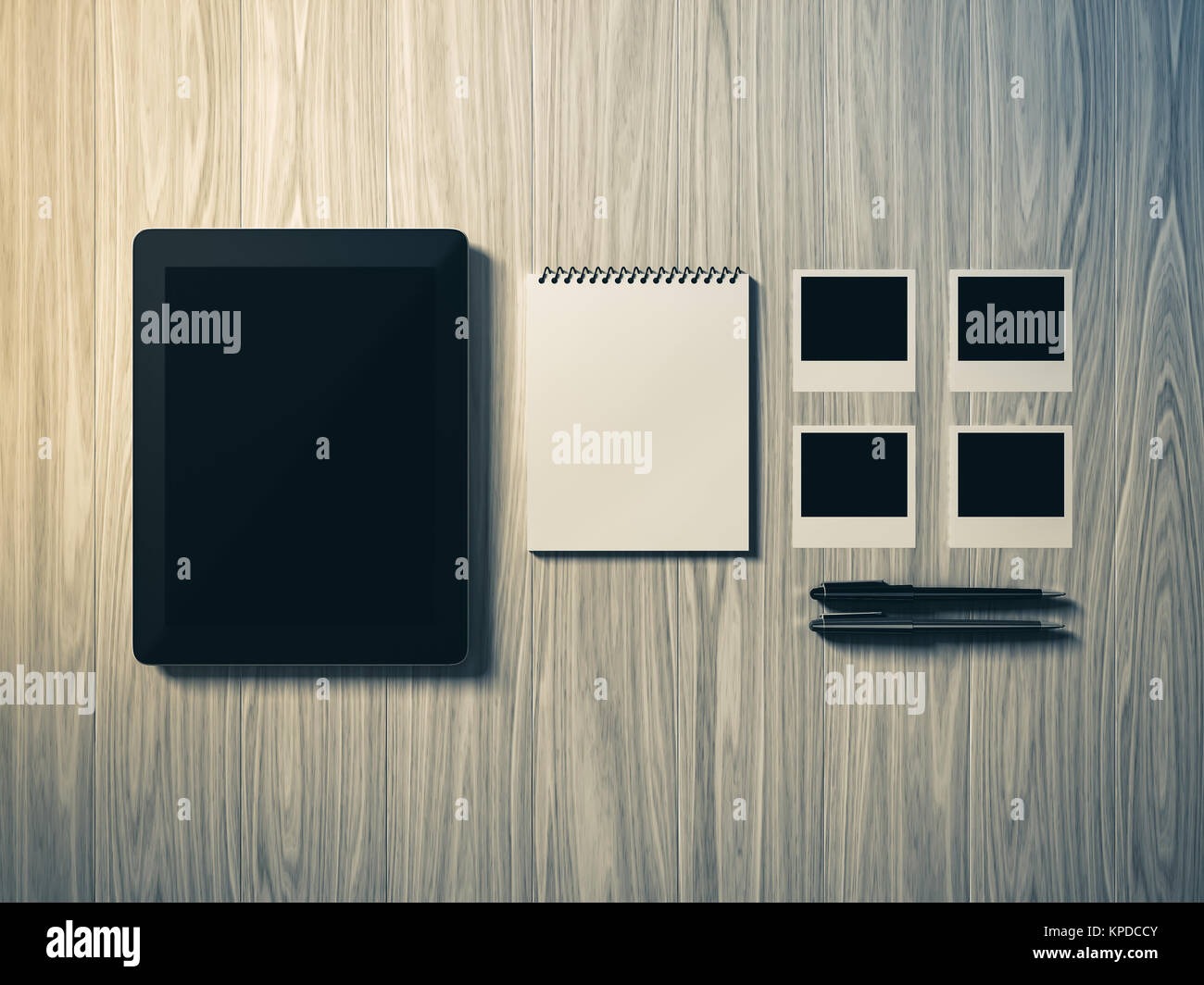 High angle view of a setting table of business workplace Stock Photo ...