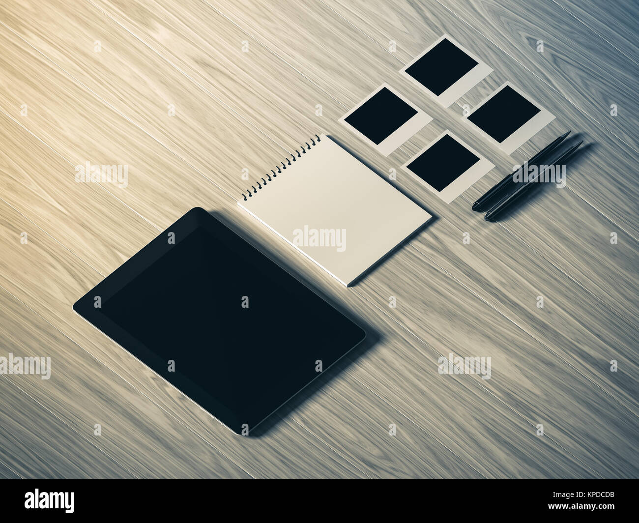 High angle view of a setting table of business workplace Stock Photo ...