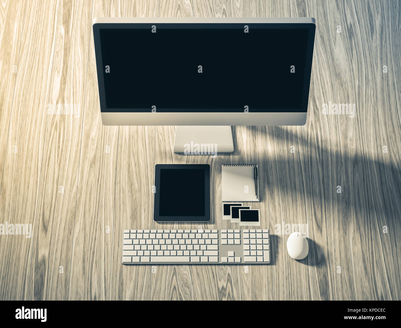High angle view of a setting table of business workplace Stock Photo ...
