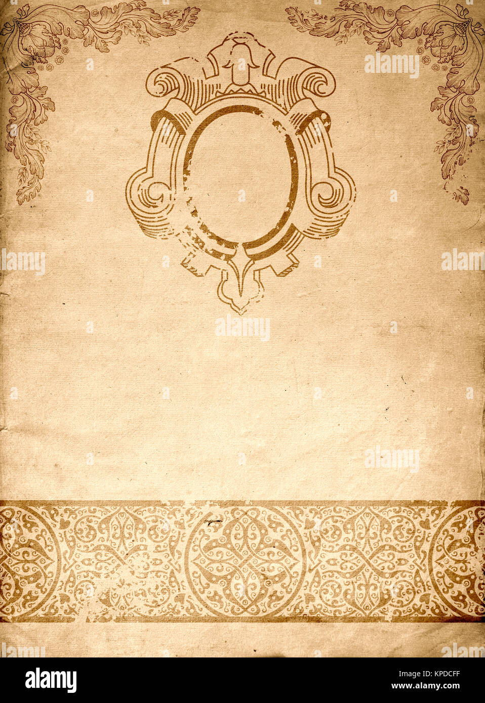 Old paper background with decorative vintage patterns. Natural old ...