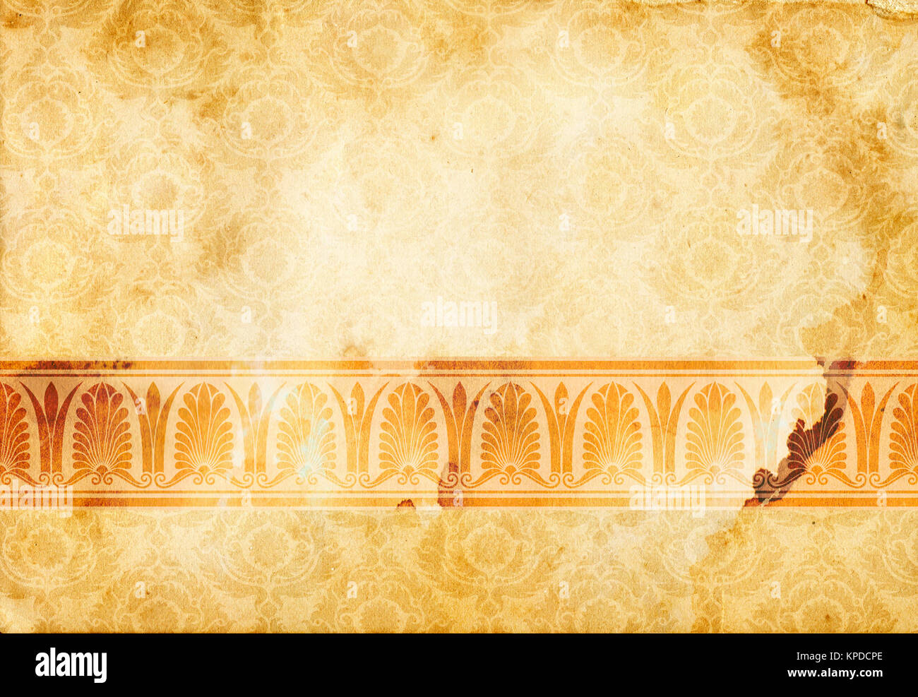 Old dirty paper background with old-fashioned border and decorative ...