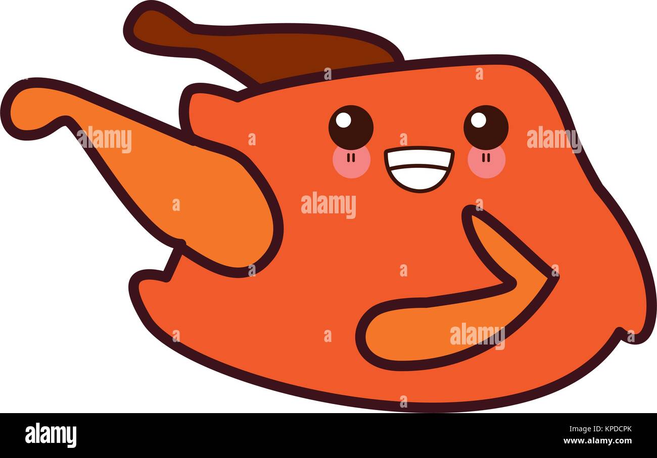 Chicken food symbol kawaii cute cartoon vector illustration Stock ...