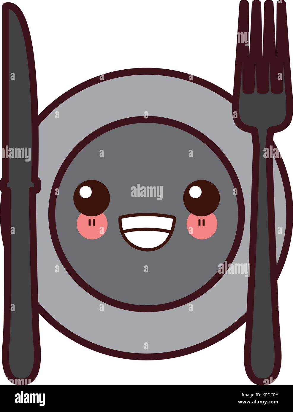 Dish and cutlery kawaii cute cartoon vector illustration Stock Vector ...