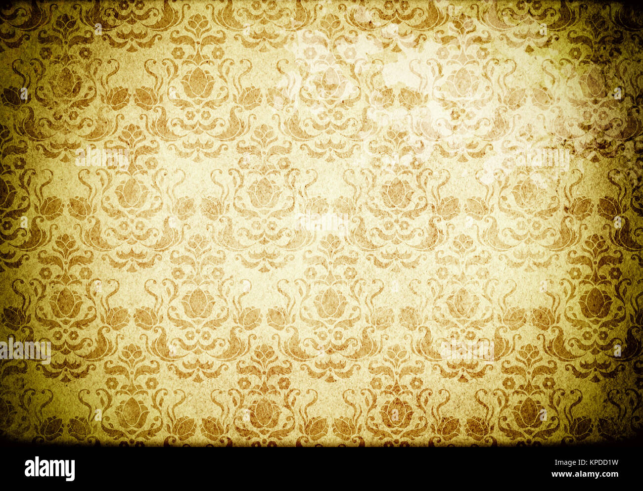 Aged paper background with old-fashioned floral patterns. Natural old ...