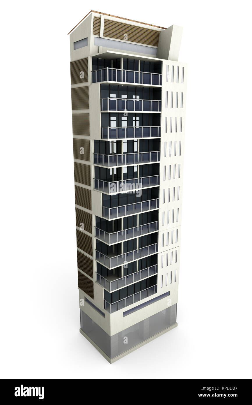 A contemporary modern urban building. 3D Illustration. Isolated on ...