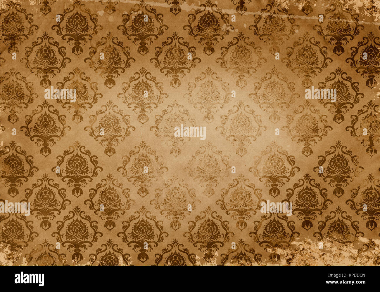 Stained old paper with old-fashioned floral patterns. Natural vintage ...