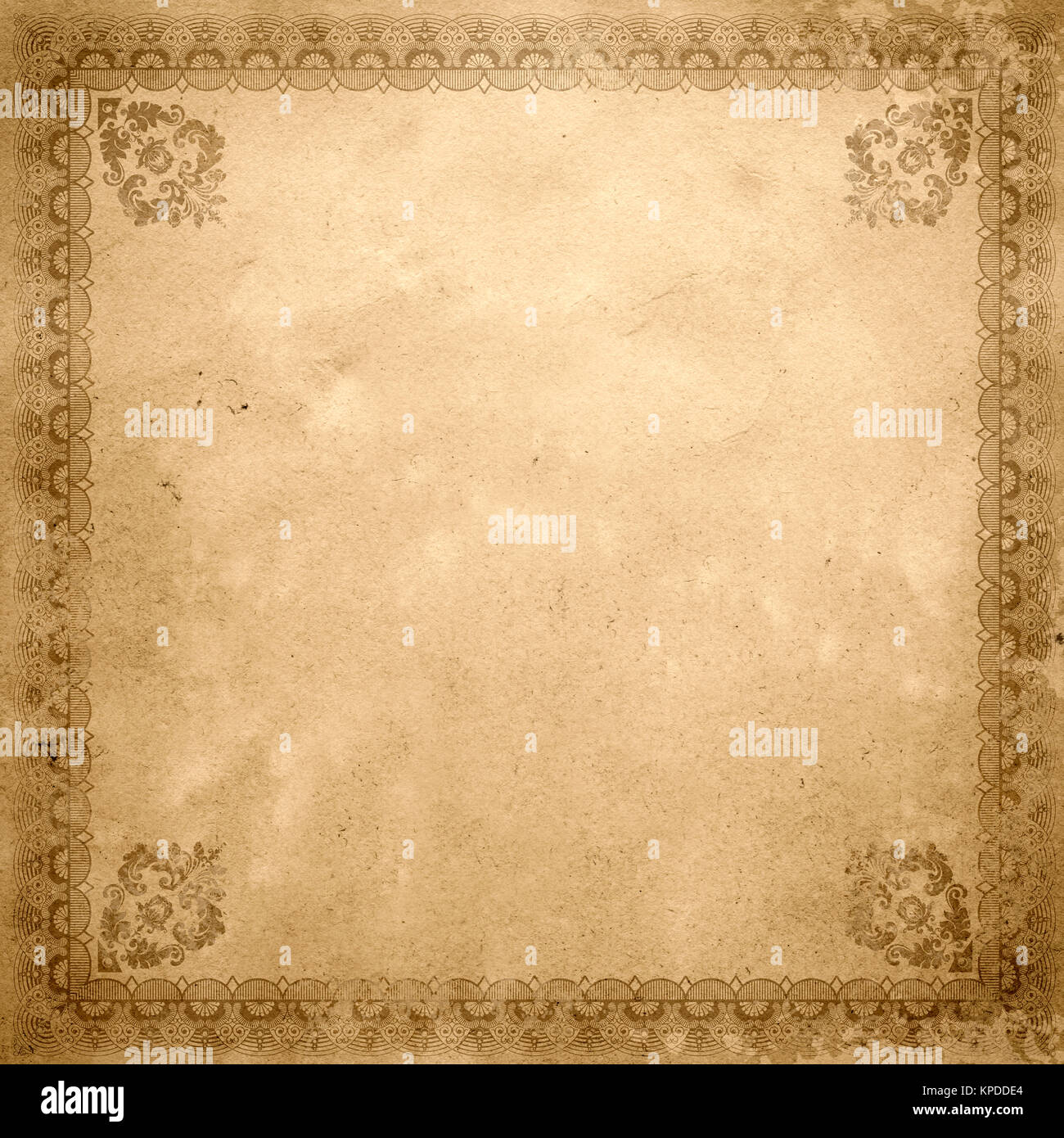 Aged grunge paper background with decorative old-fashioned border Stock Photo - Alamy