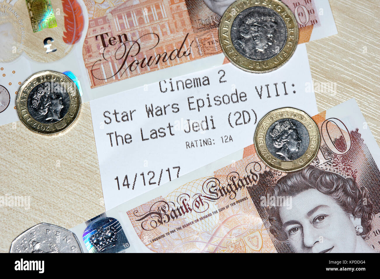 Opening day cinema ticket for Star Wars Episode VIII The Last Jedi with ...