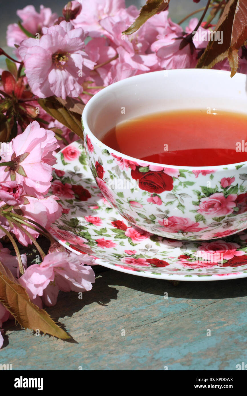 Beautiful, English, vintage teacup with Japanese cherry tree blossoms ...