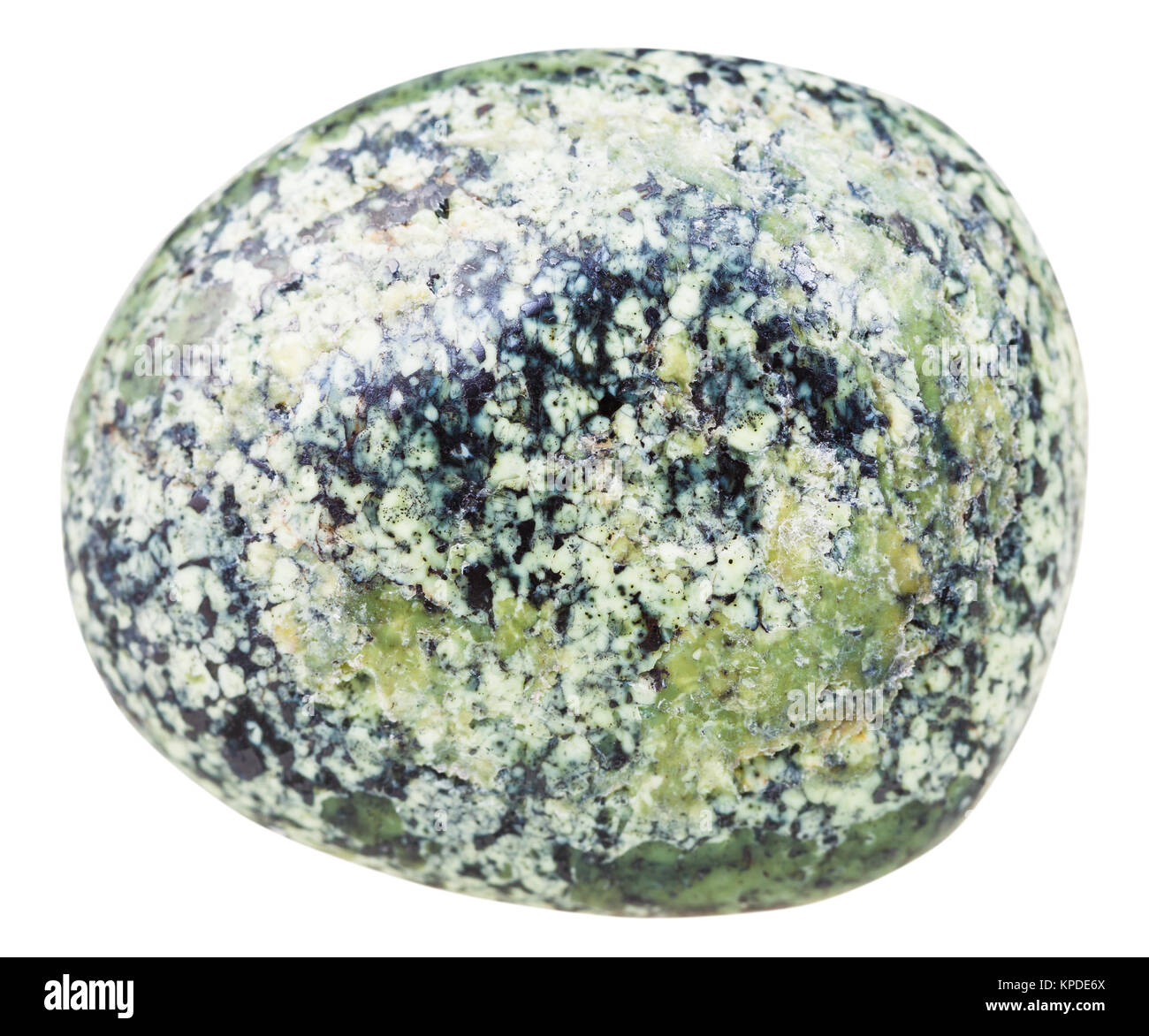 tumbled serpentine gemstone isolated on white Stock Photo - Alamy