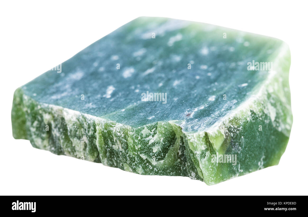 green nephrite gemstone isolated on white Stock Photo - Alamy