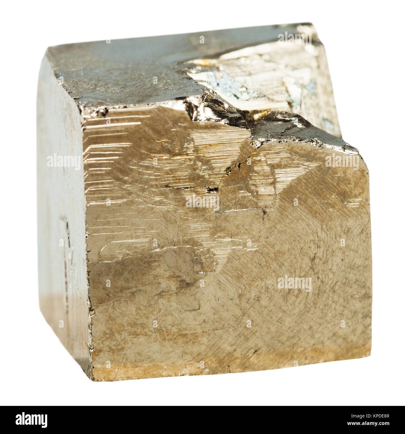 Pyrite cubic crystal isolated on white Stock Photo - Alamy