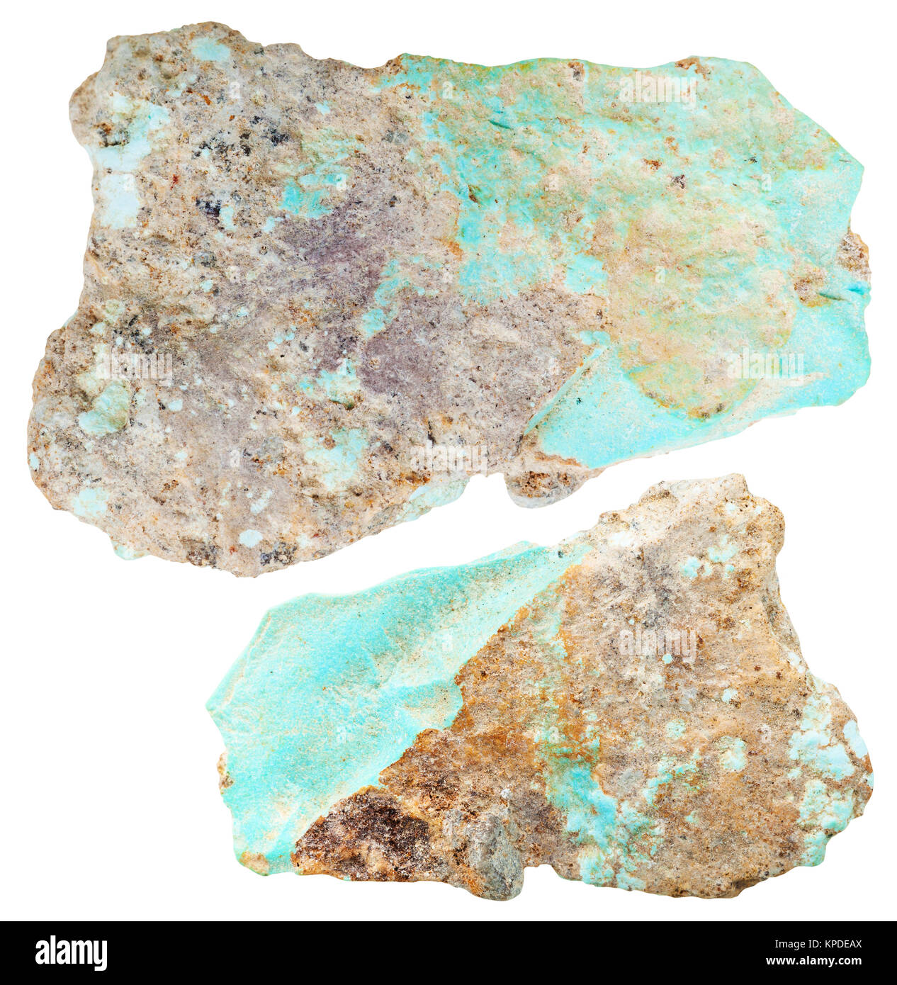 two pieces of Turquoise gemstones isolated Stock Photo - Alamy