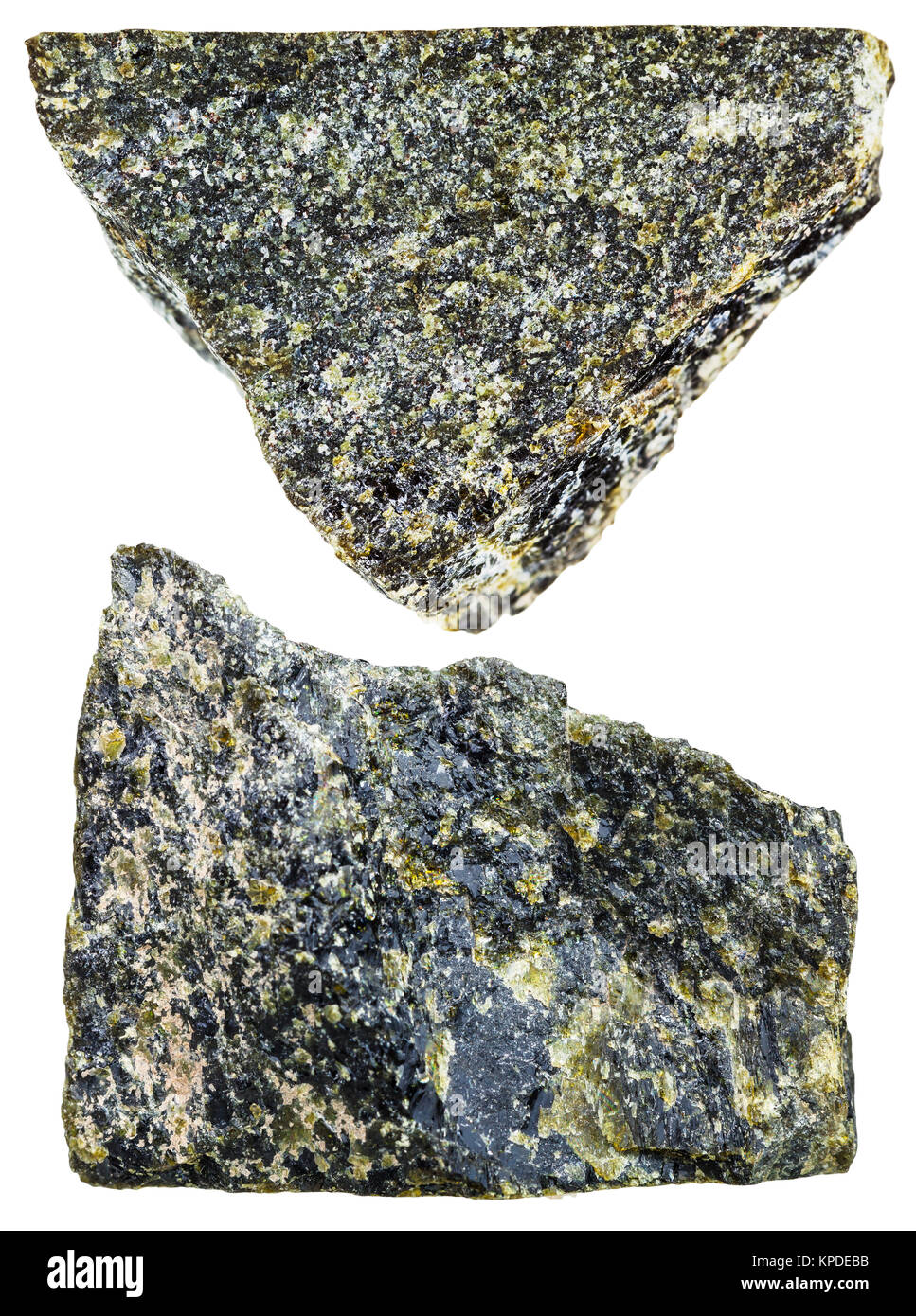 two pieces of Diopside crystalline rock isolated Stock Photo - Alamy