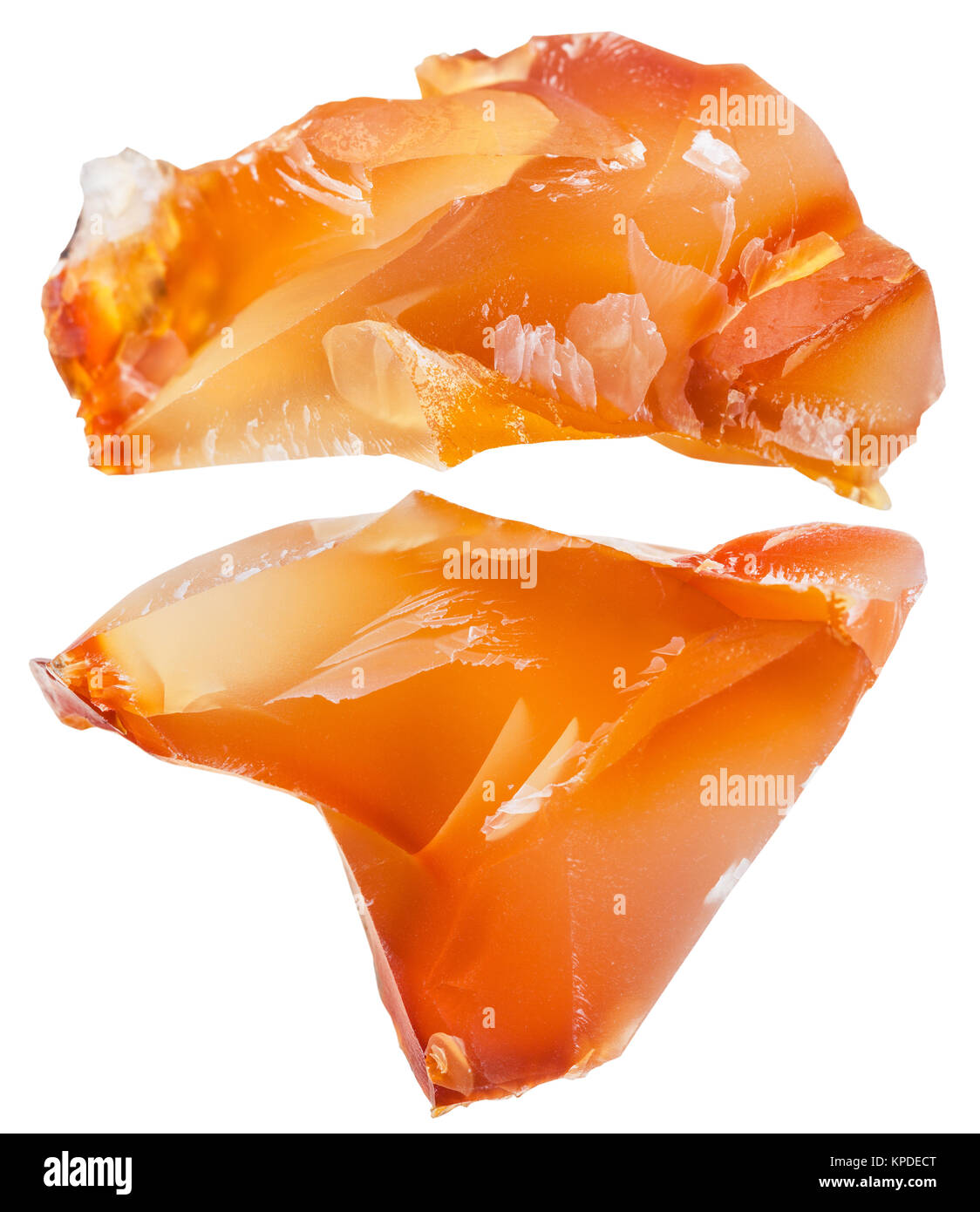 two carnelian (cornelian, sard) crystals isolated Stock Photo - Alamy