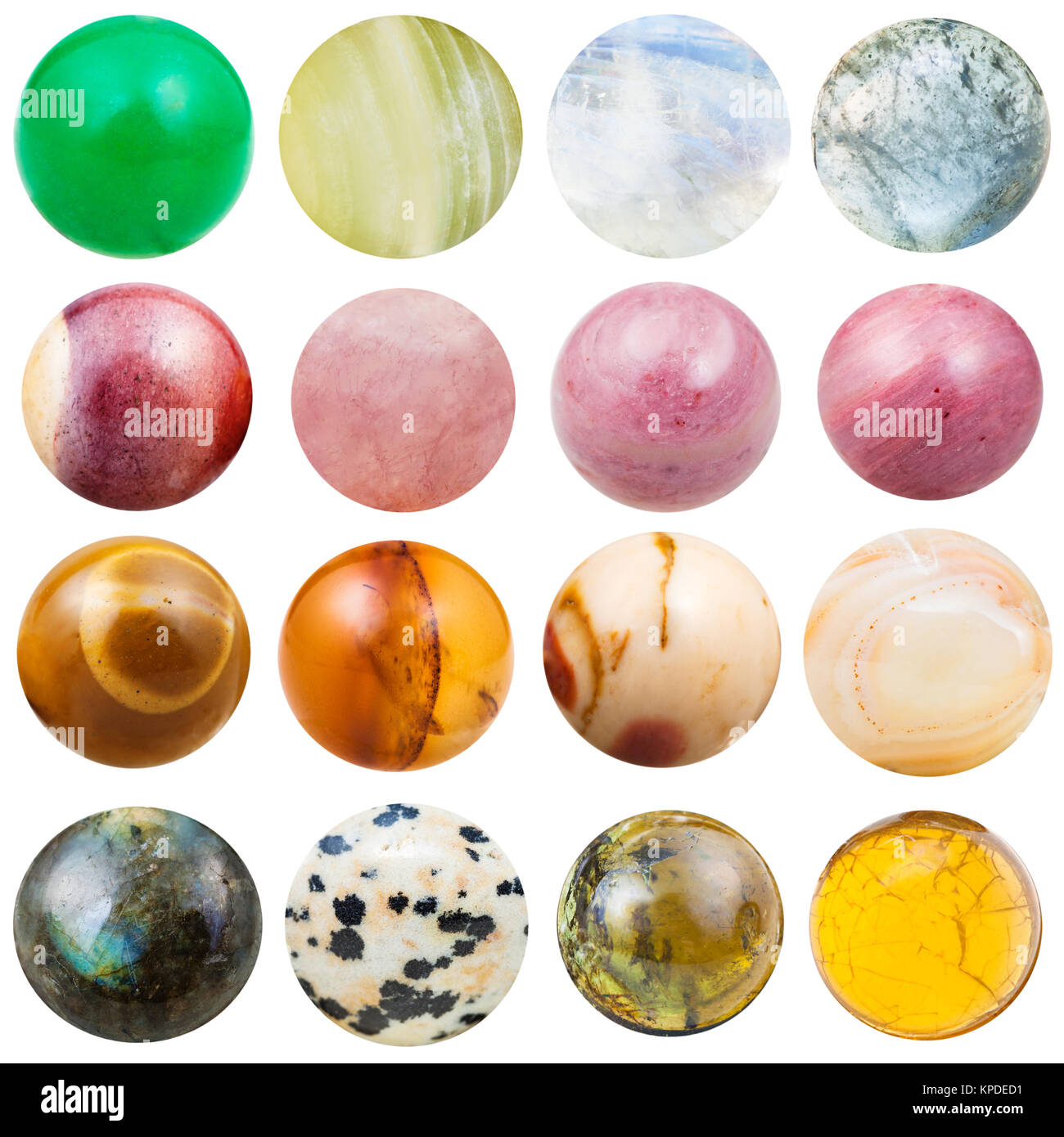 balls from natural mineral gemstones isolated Stock Photo - Alamy