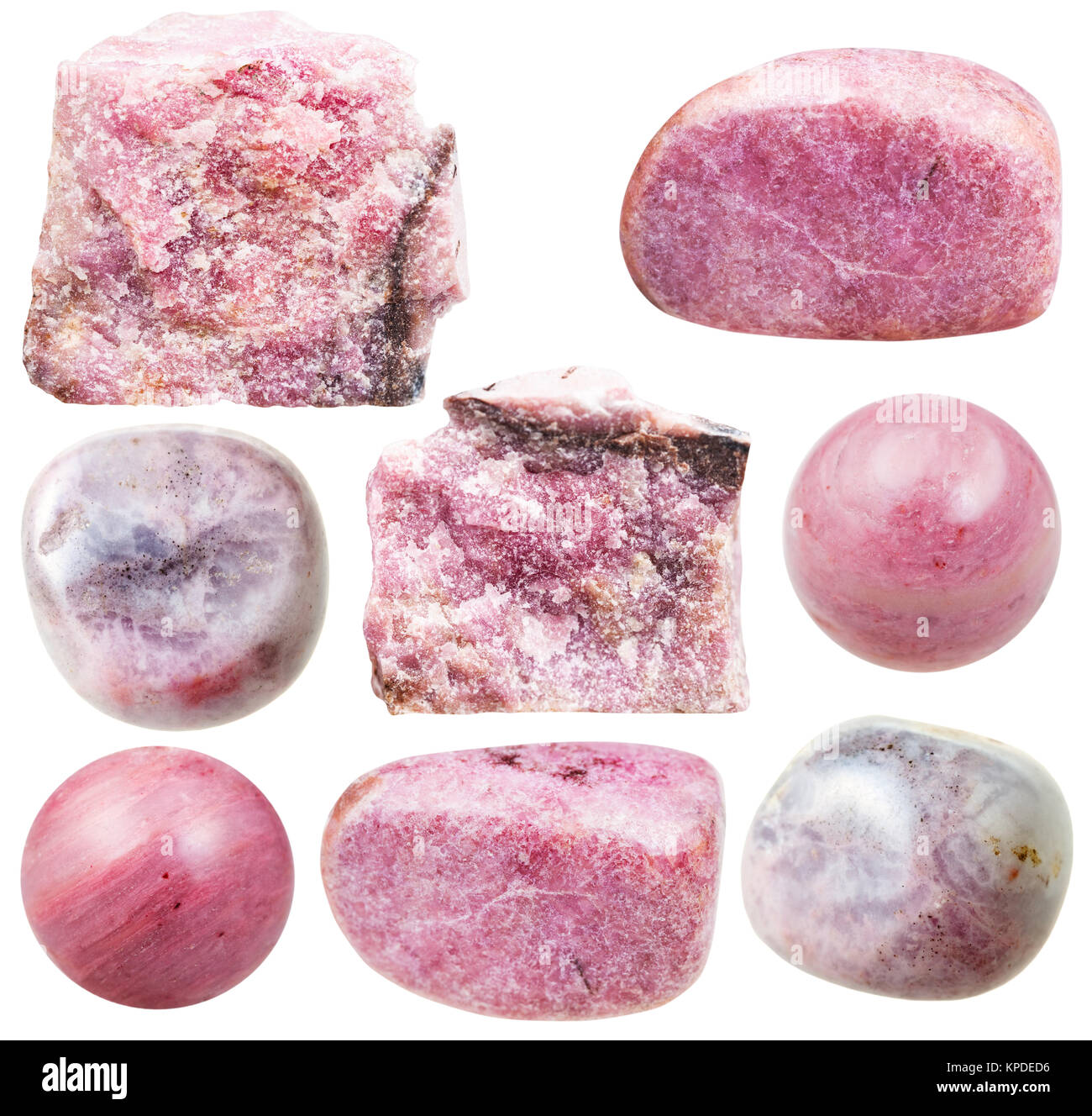 rhodonite tumbled gemstones and rocks isolated Stock Photo - Alamy