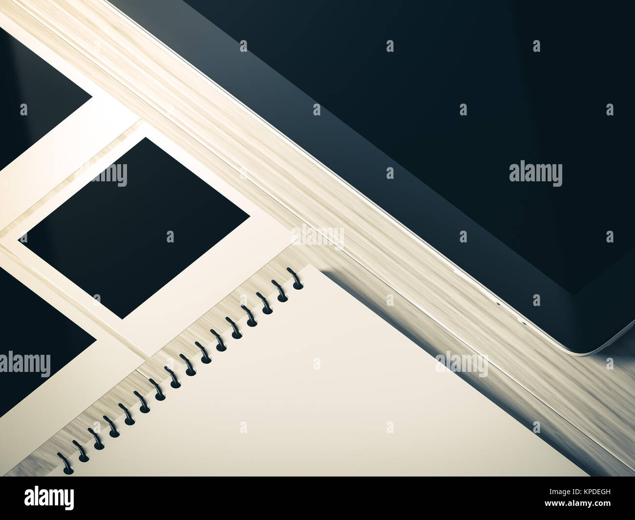 High angle view of a setting table of business workplace Stock Photo ...