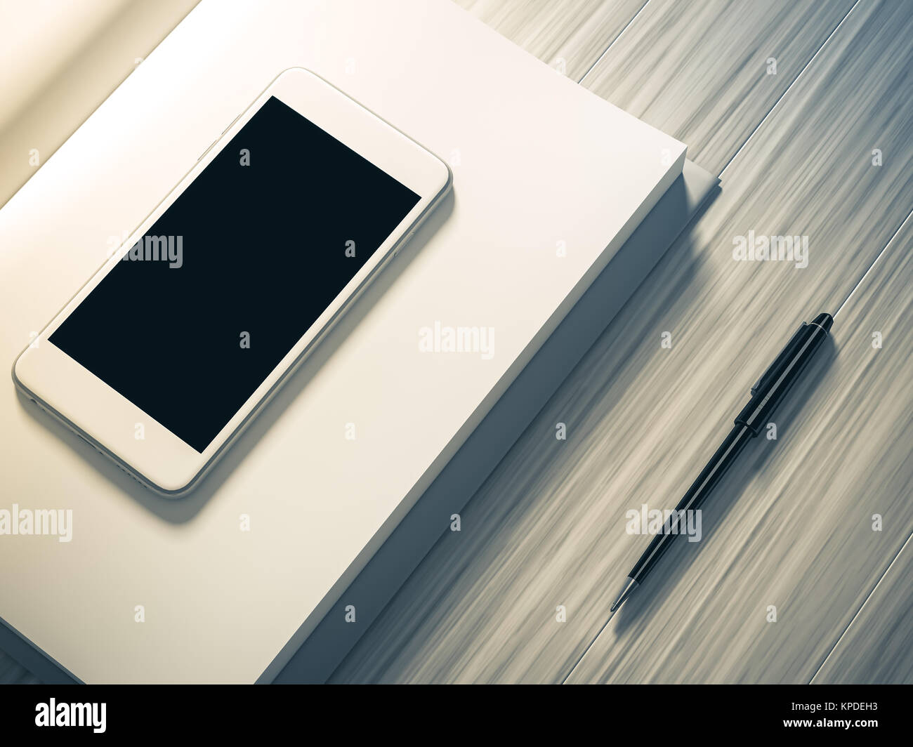 High angle view of a setting table of business workplace Stock Photo ...