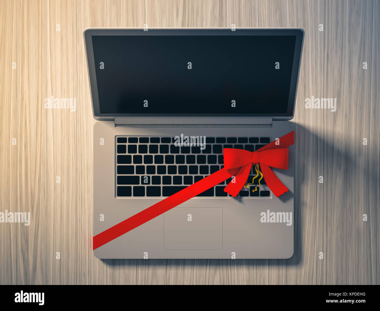 laptop wrapped with color ribbon Stock Photo - Alamy