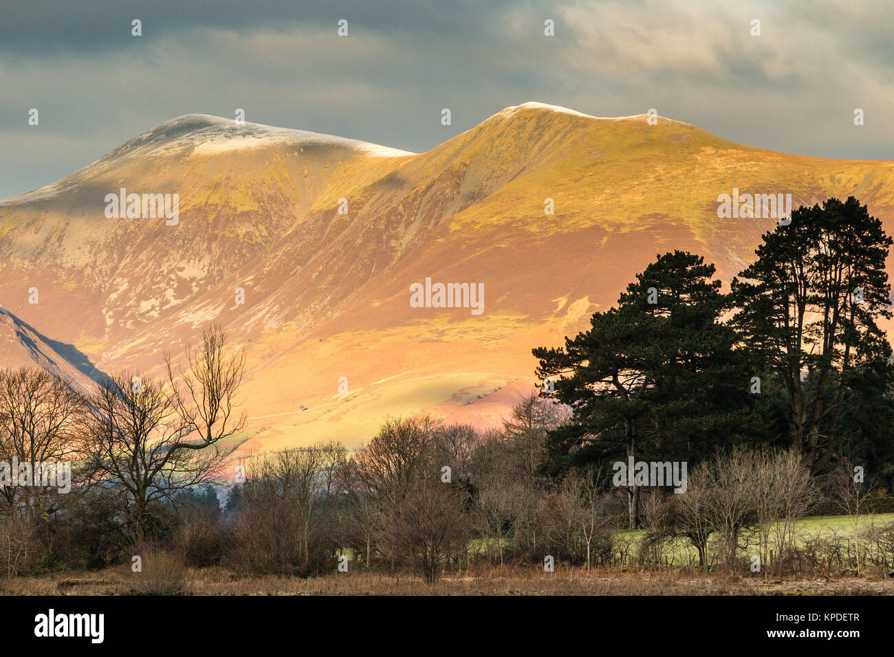 Skiddaw in the Lake District in autumn. Skiddaw has snow on its summit ...
