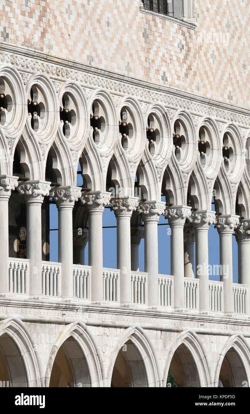 Detail of ancient palace called Palazzo del Doge in Venice Island in ...