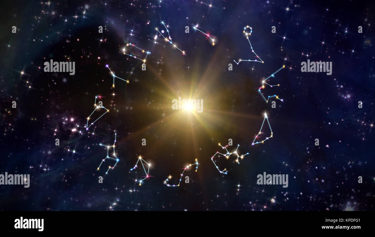 Zodiac Signs with sun Stock Photo - Alamy