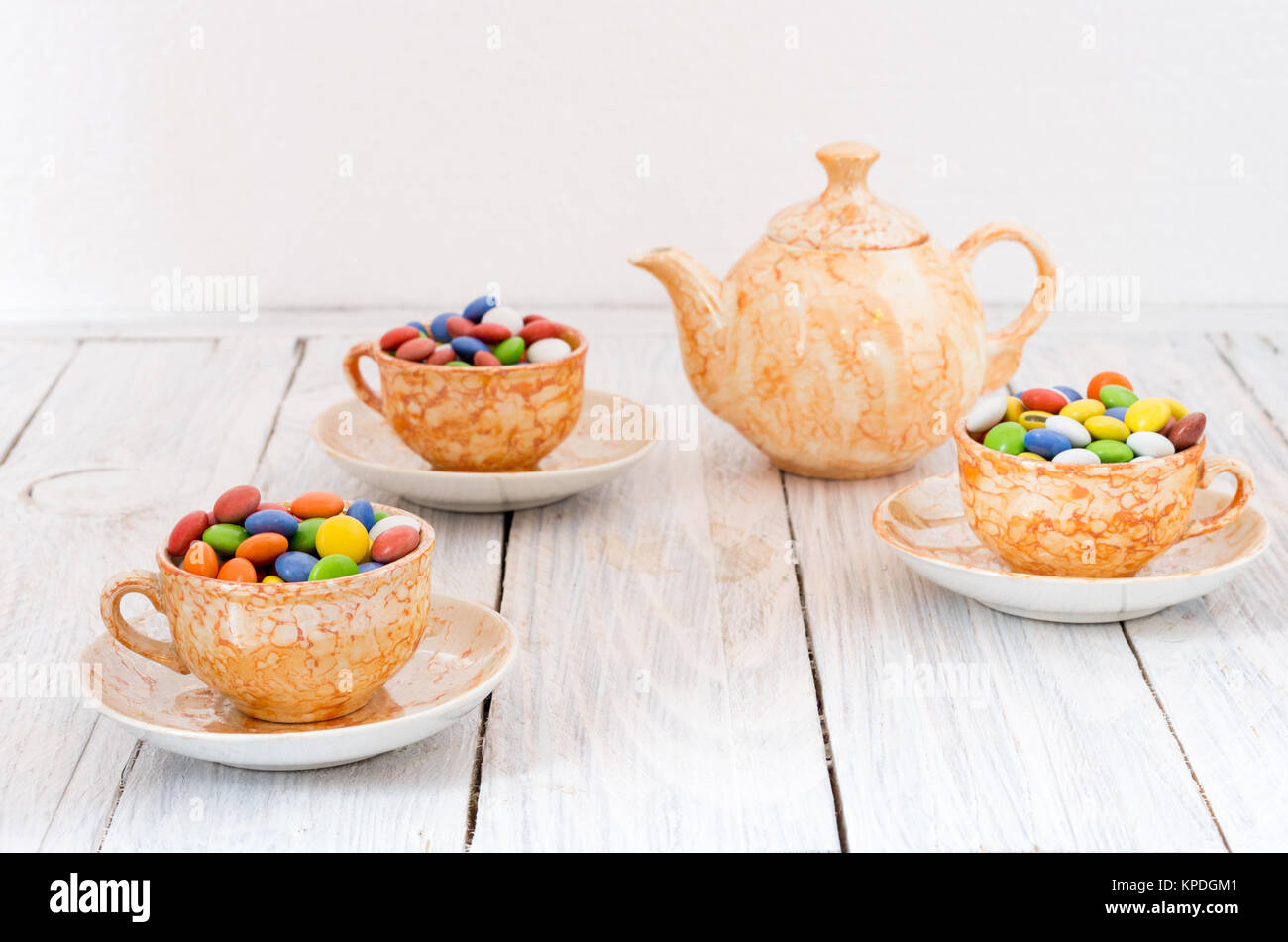 A tea set. Fragrant and sweet tea. Original tea. Serving on a white ...