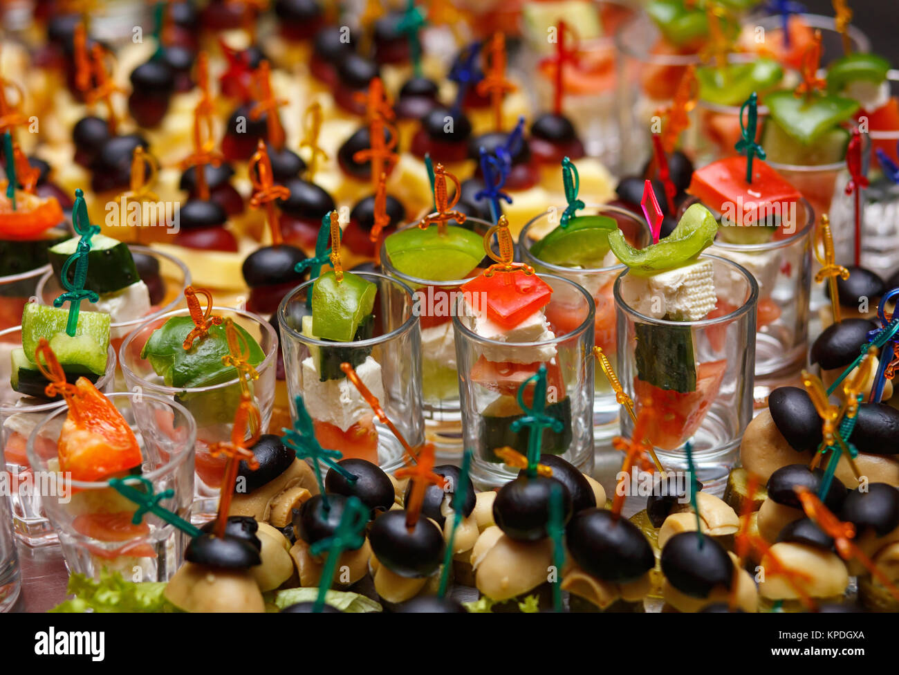 catering services background with snacks and food in restaurant Stock ...