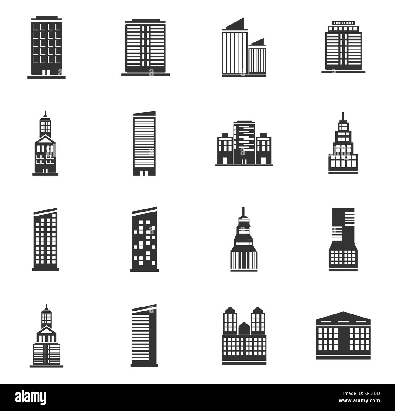 Buildings icons set Stock Photo - Alamy