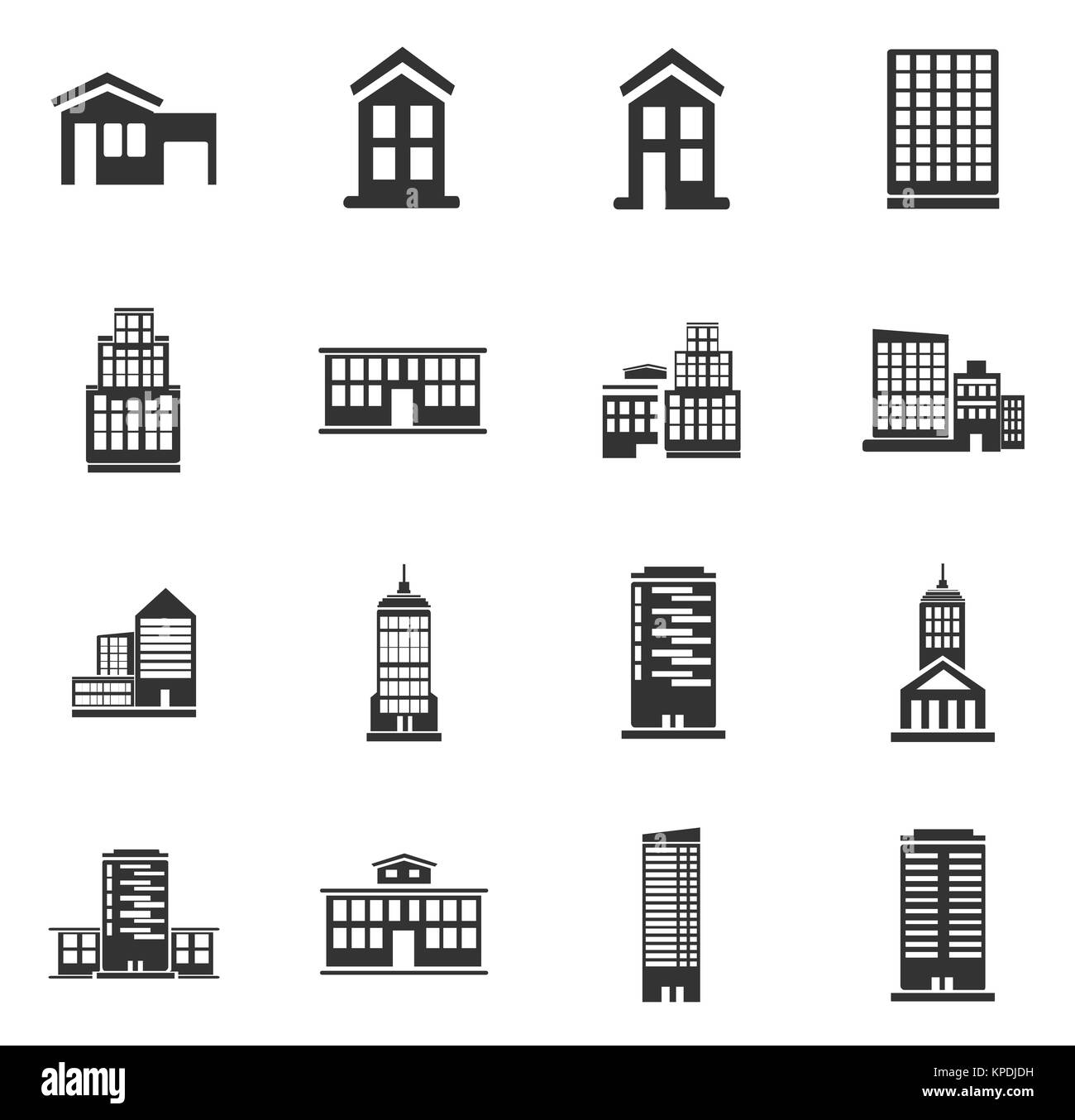Buildings icons set Stock Photo - Alamy