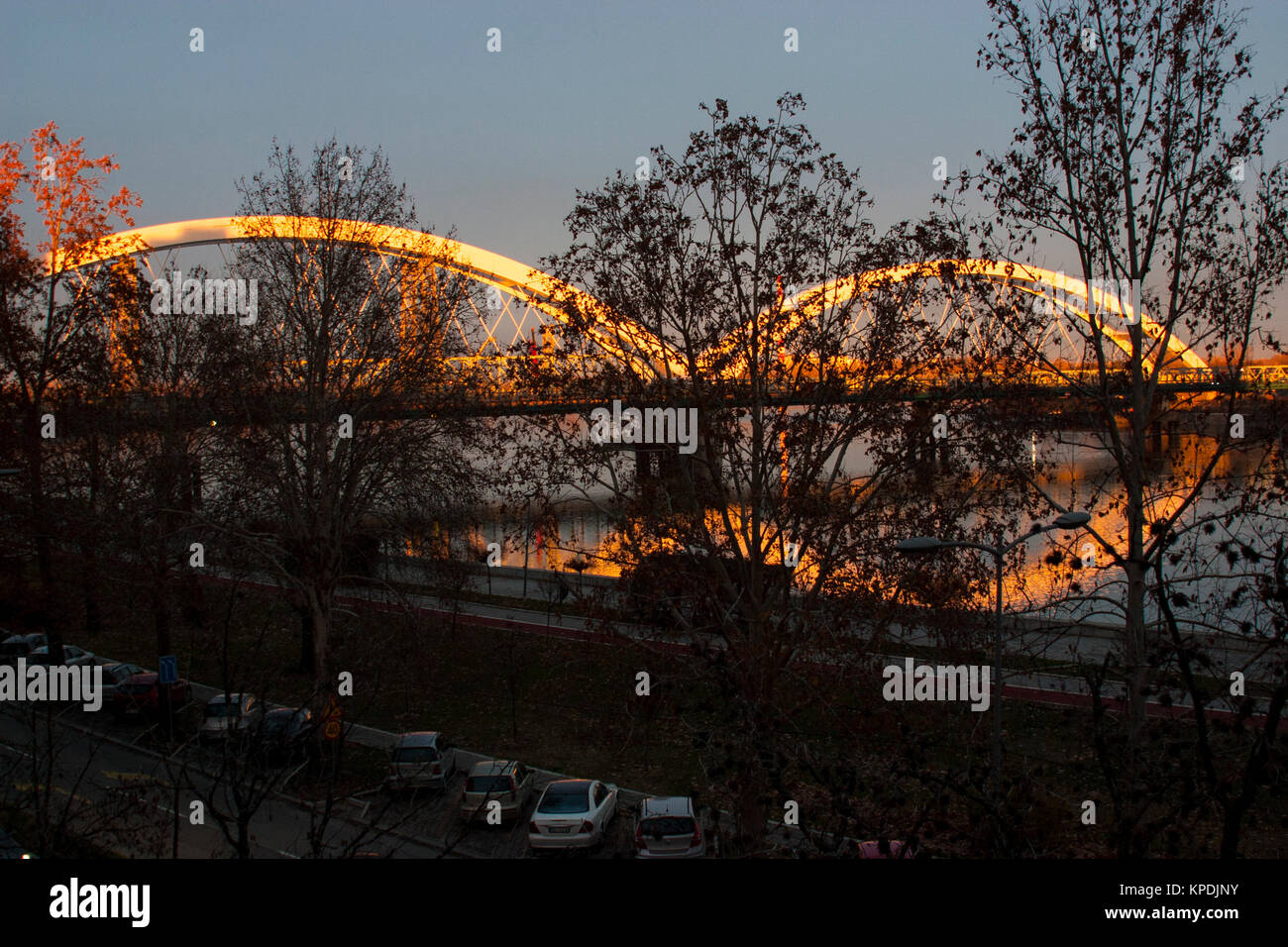 The lighted bridge in Novi sad Stock Photo - Alamy