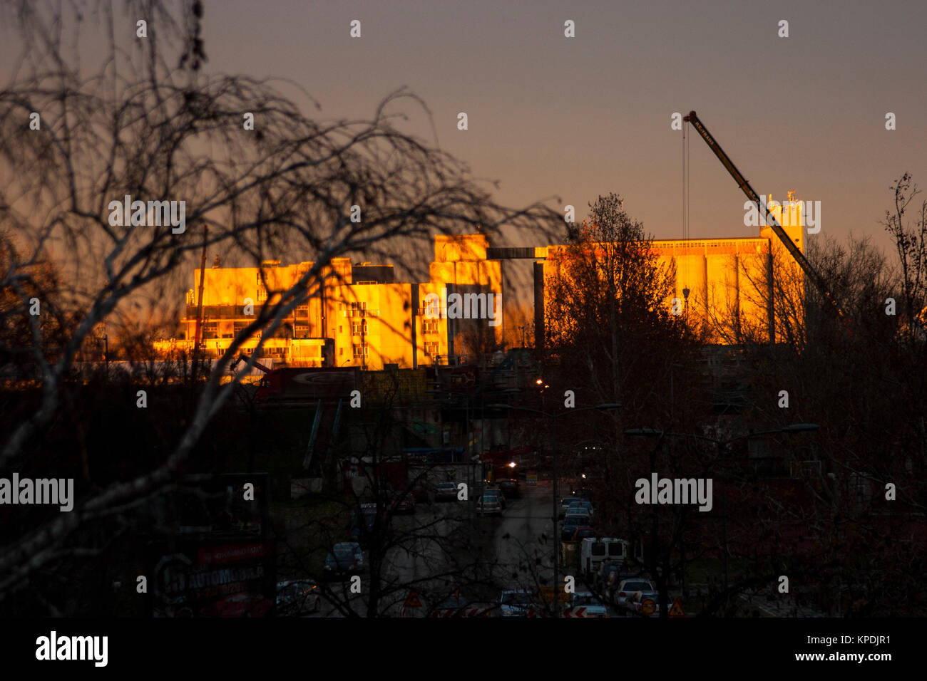 Lighted building in the city Stock Photo - Alamy