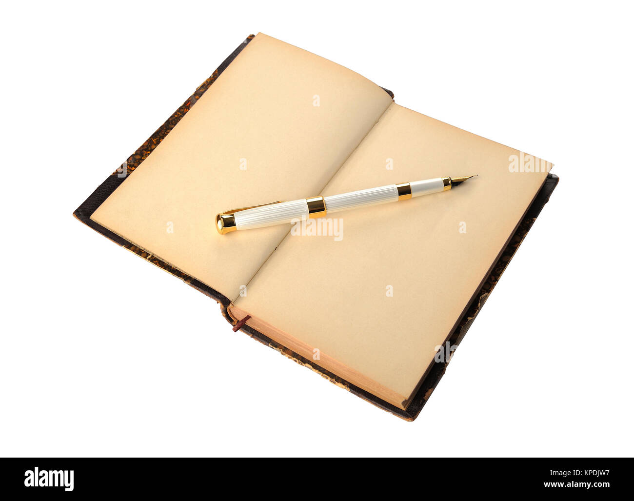 Fountain pen lying on old open book page, shallow DOF Stock Photo - Alamy