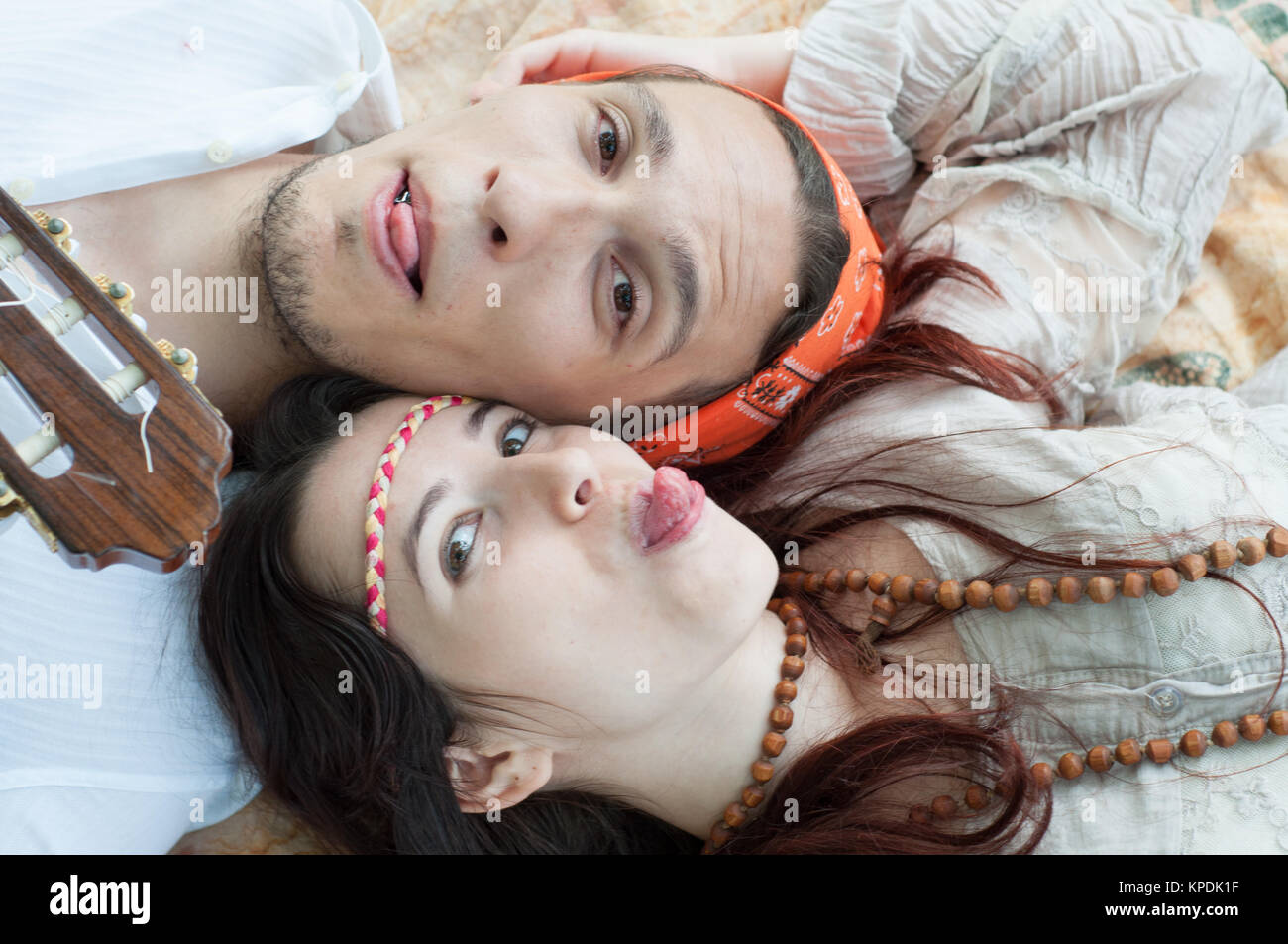 hippies couple in relax Stock Photo - Alamy