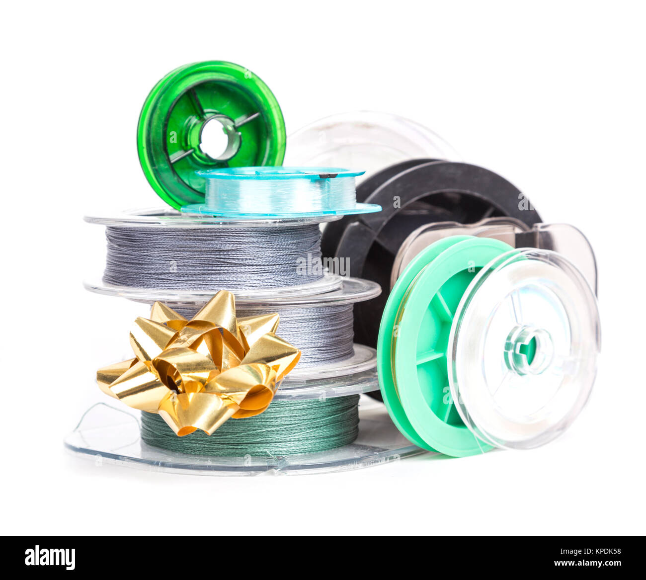 different spools with fishing line Stock Photo - Alamy