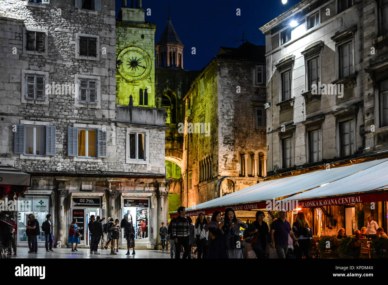 Old town clock tower at night hi-res stock photography and images - Alamy