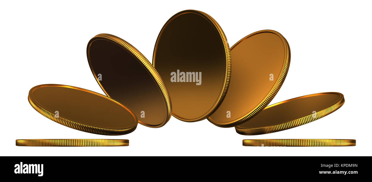 Gold coin turning around Stock Photo - Alamy