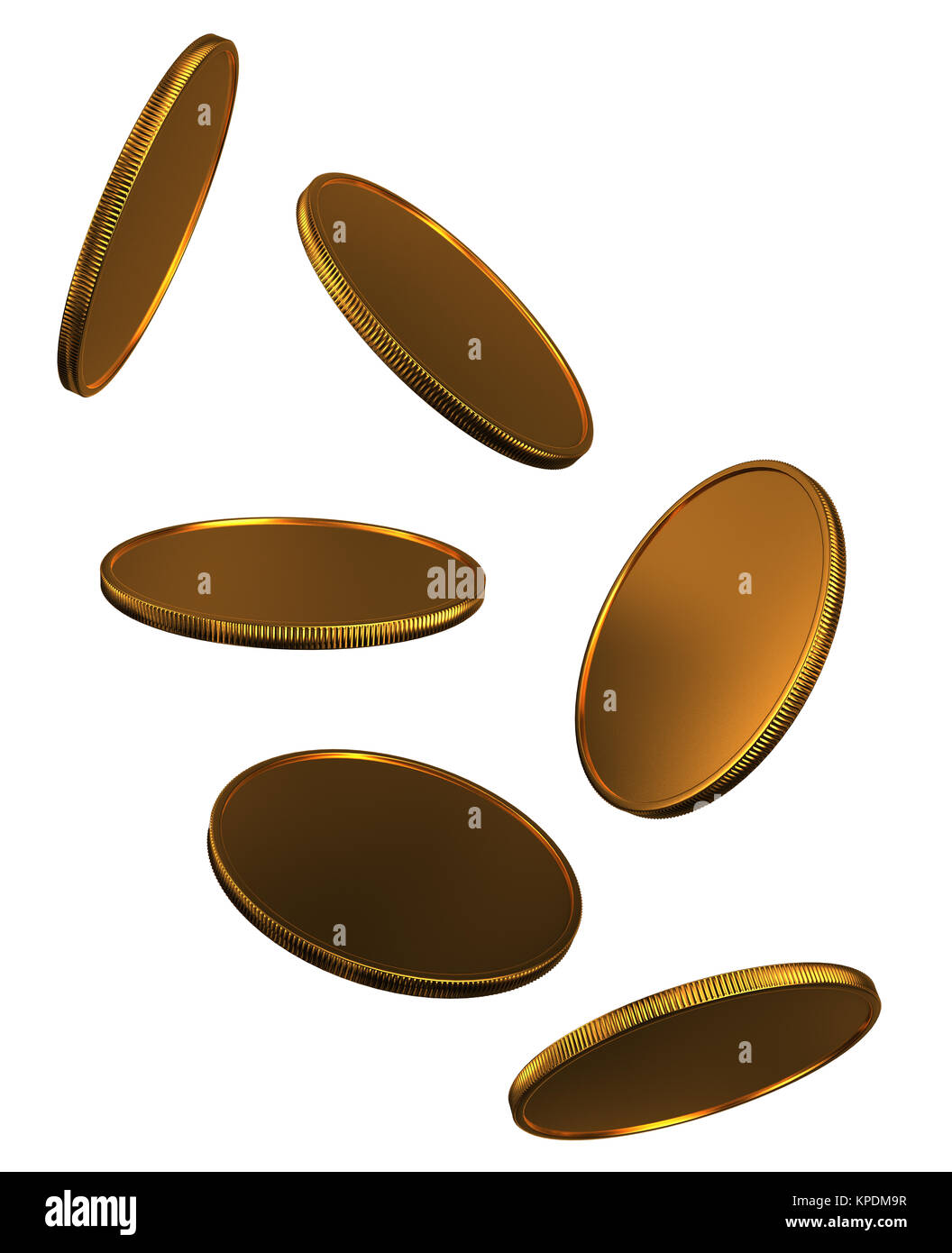 Gold coins free rotation falling Stock Photo - Alamy