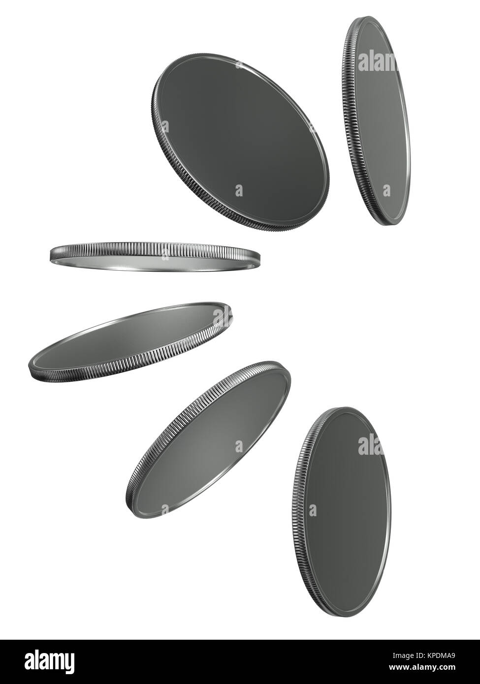 Silver coins free rotation Stock Photo - Alamy