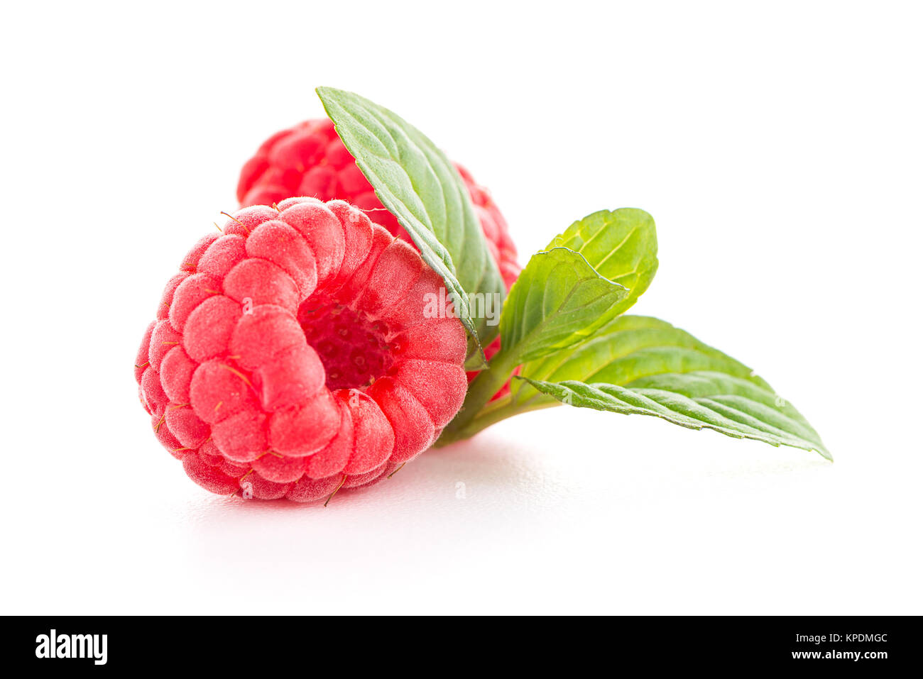 Ripe raspberry with leaf Stock Photo - Alamy