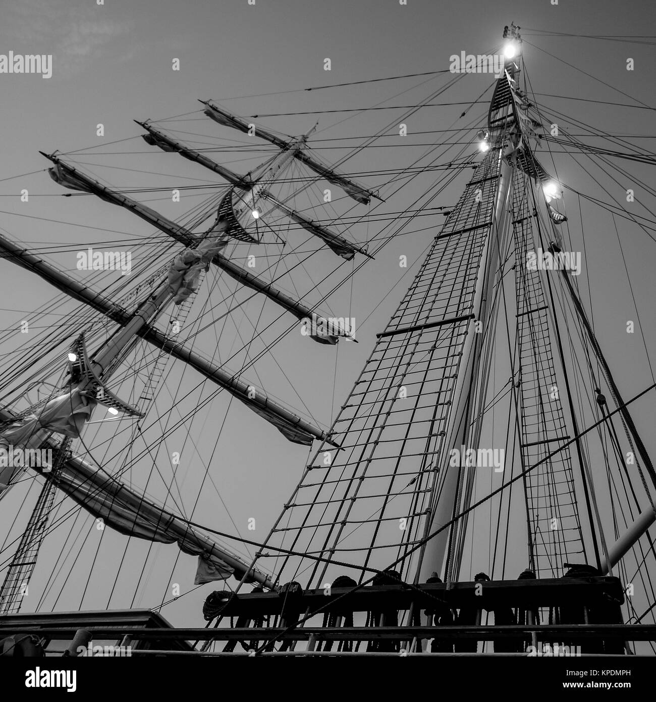 A two-masted sailing ship laying at quay in Olbia marina, Sardinia ...