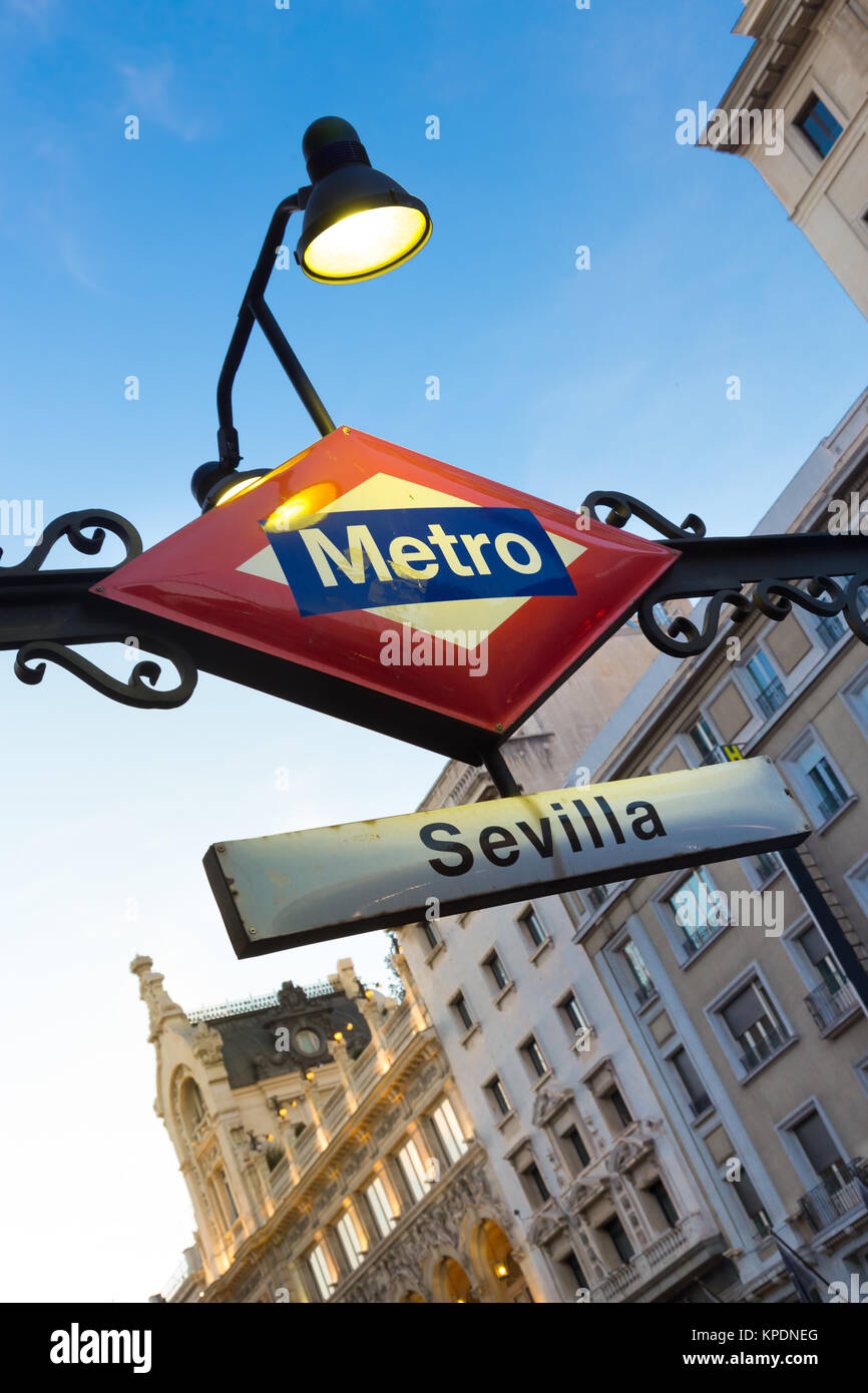 Metro Station Sign in Madrid Spain Stock Photo - Alamy