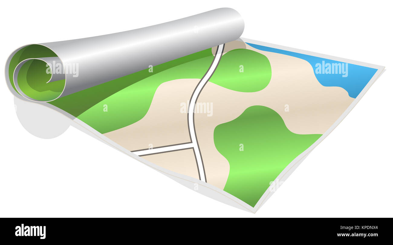 Rolled map vector illustration Stock Photo - Alamy