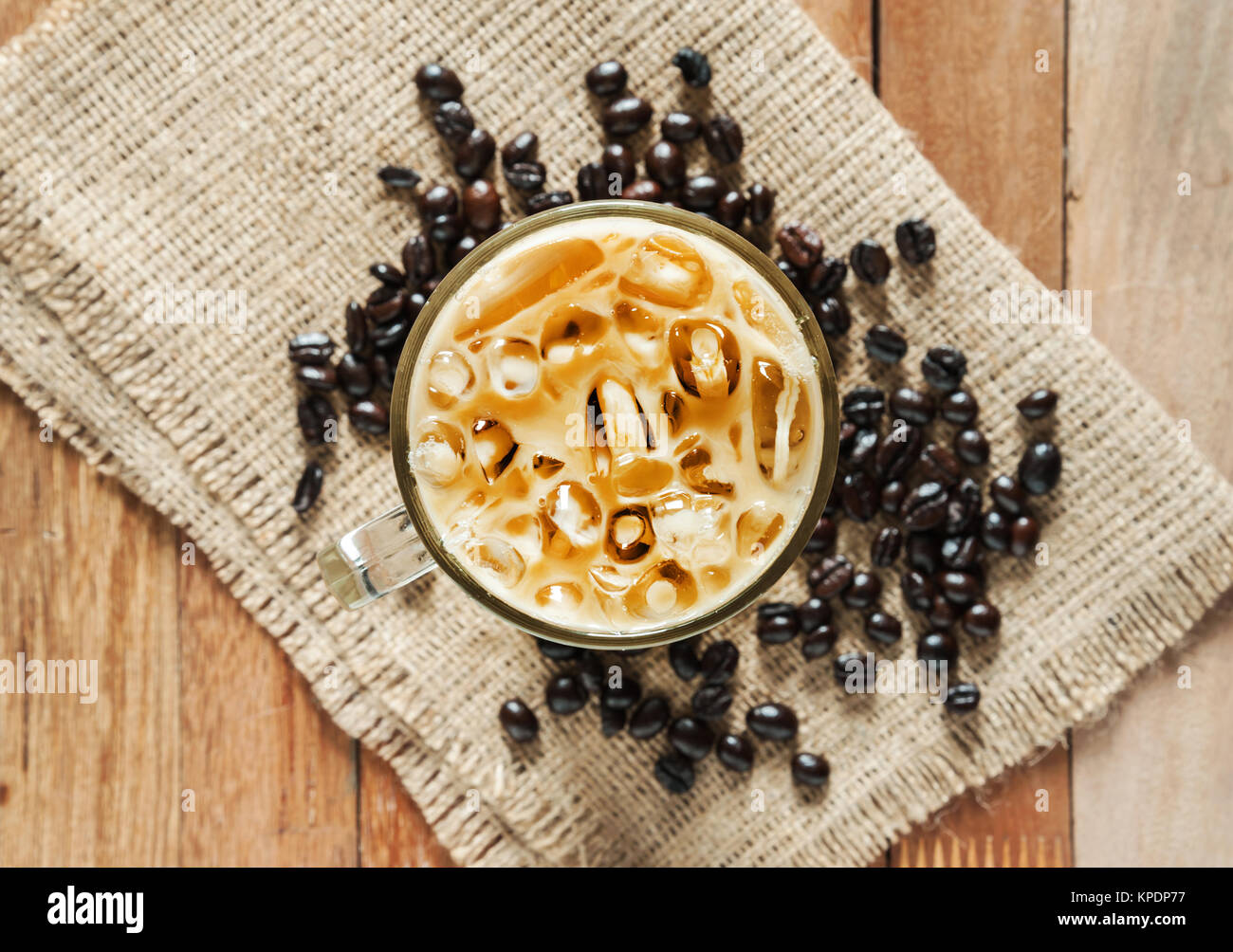 Ice coffee with coffee bean Stock Photo - Alamy