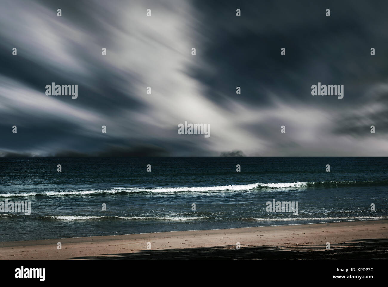 Sea and beach storm Stock Photo - Alamy