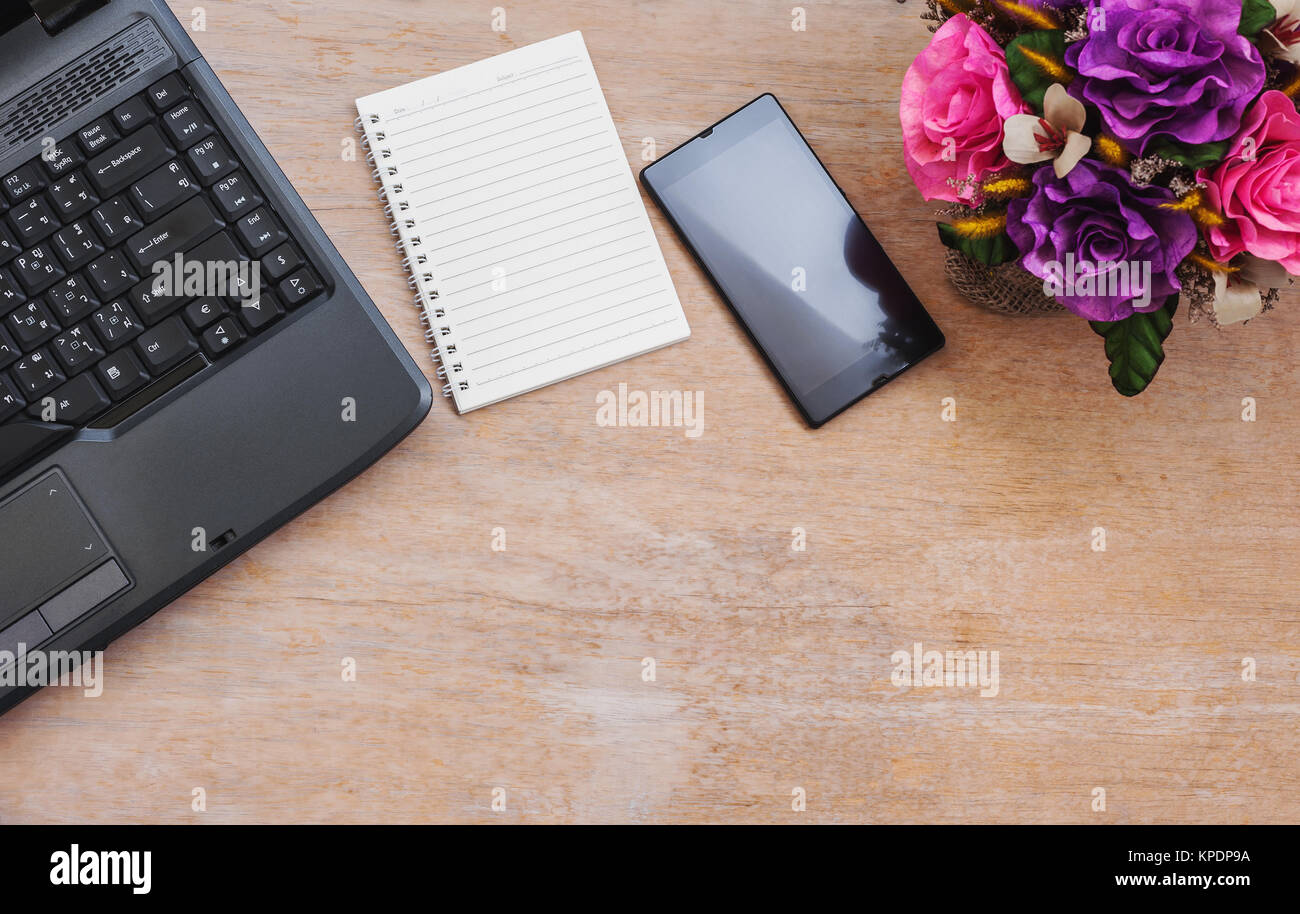 Office table, View from above with copy space Stock Photo - Alamy