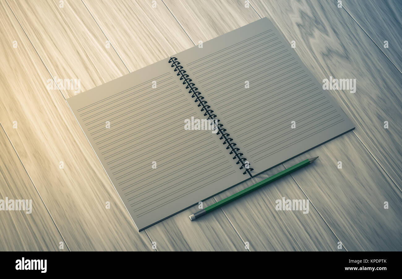 Blank note paper with pencil. on wood background Stock Photo - Alamy