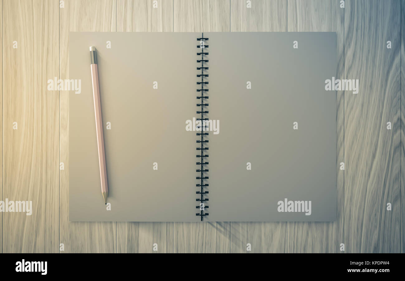 Blank note paper with pencil. on wood background Stock Photo - Alamy